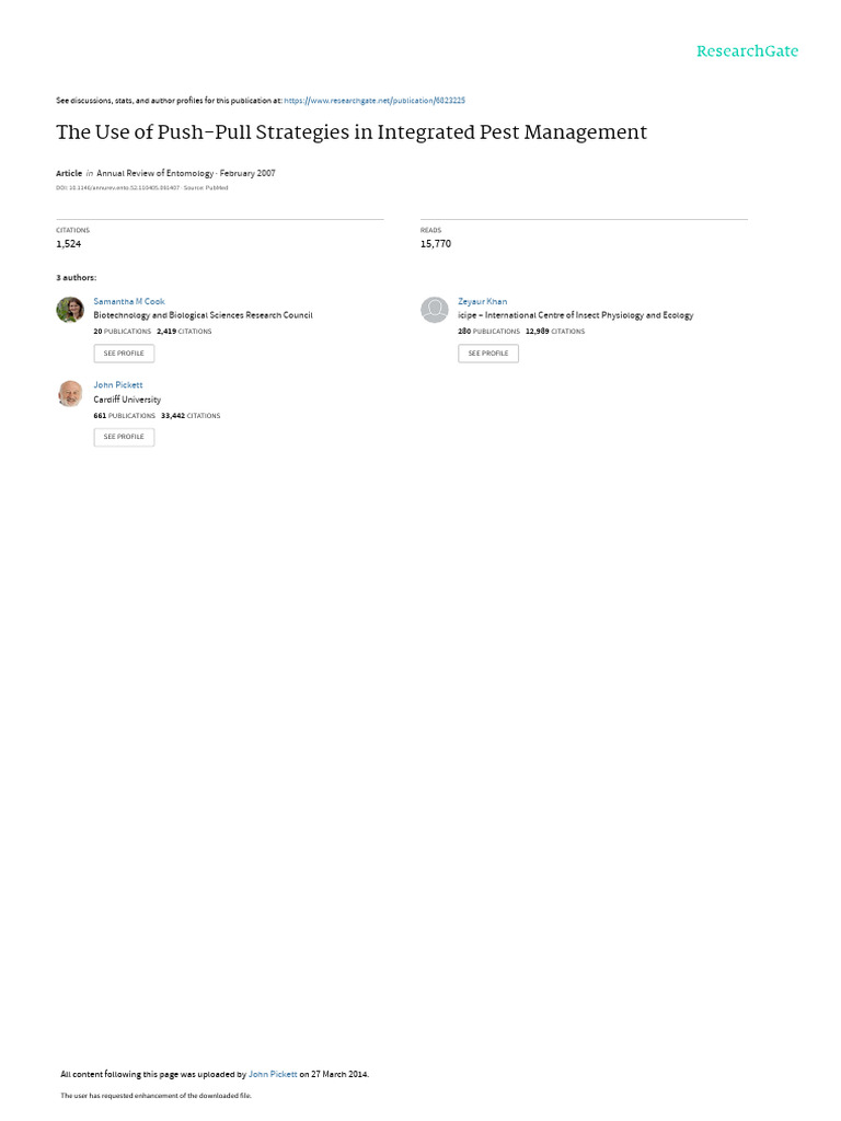 The Use of Push and Pull Theory in Pest Managment | PDF | Pest ...