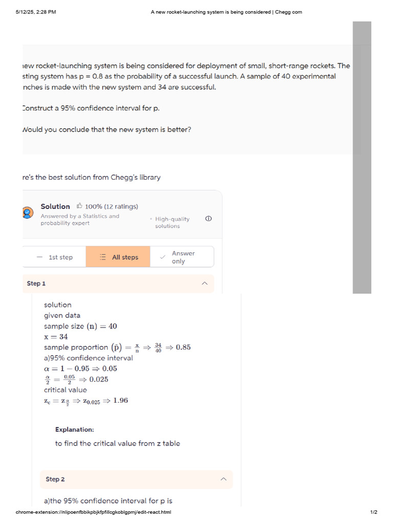 A New Rocket-Launching System Is Being Considered - Chegg Com | PDF