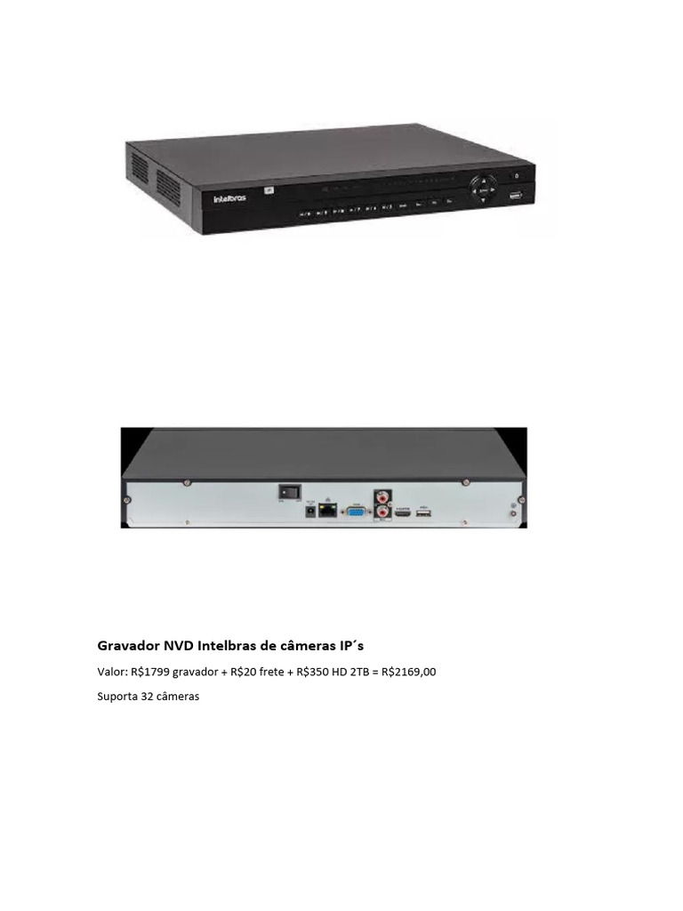 Gravador NVD Intelbras de Câmeras IP S | PDF
