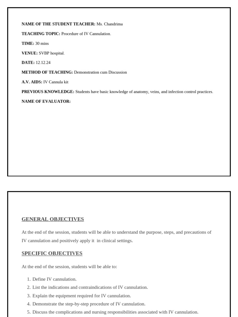 IV Cannulation Procedure | PDF | Intravenous Therapy | Medicine