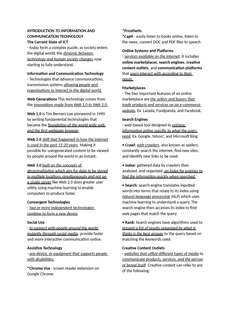 Introduction To Information and Communication Technology Module 1 | PDF | World Wide Web ...
