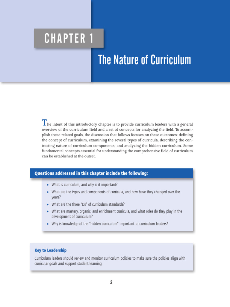The Nature of Curriculum Types of Curriculum and Descriptive and ...