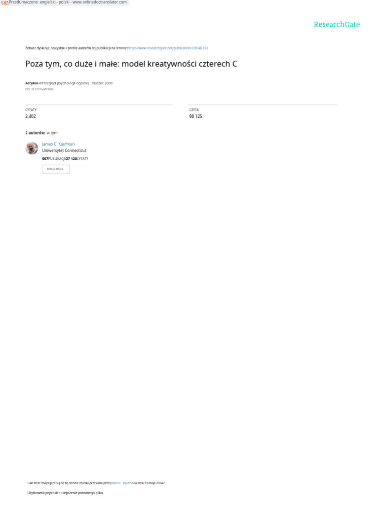 Beyond Big and Little The Four C Model of Creativi - En.pl | PDF