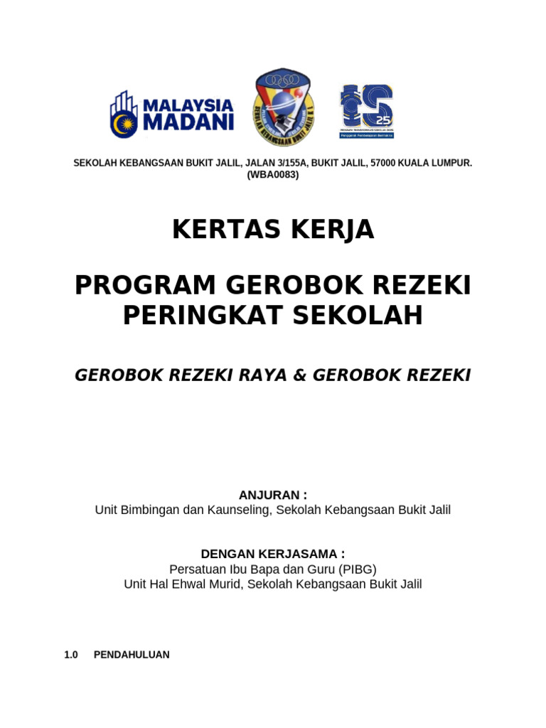 Kertas Kerja Gerobok Rezeki 2025 | PDF