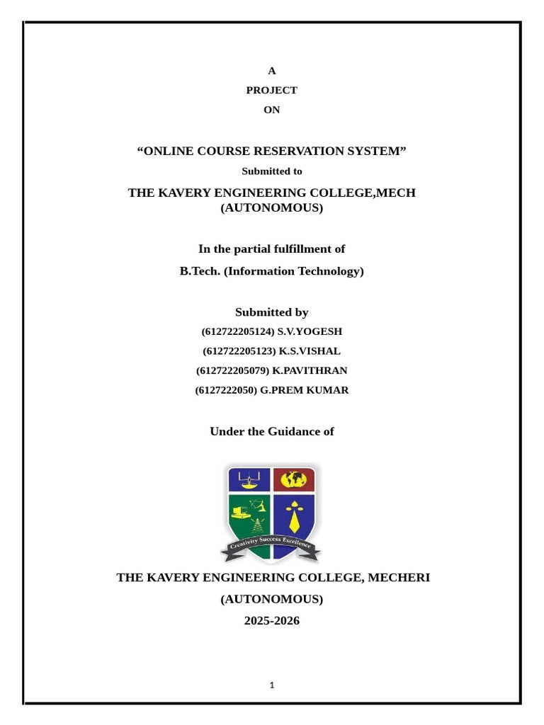 Online Cousre Reservation System | PDF | Databases | Educational Technology