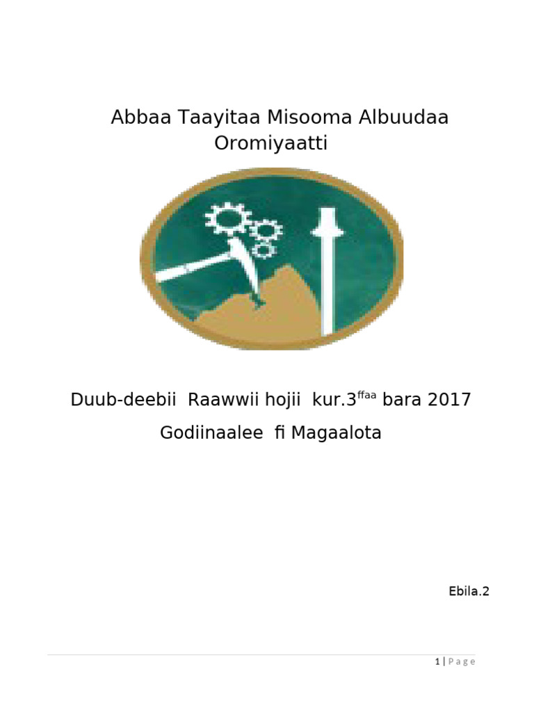 Duub-Deebii Kur.3ffaa Bara 2017 | PDF