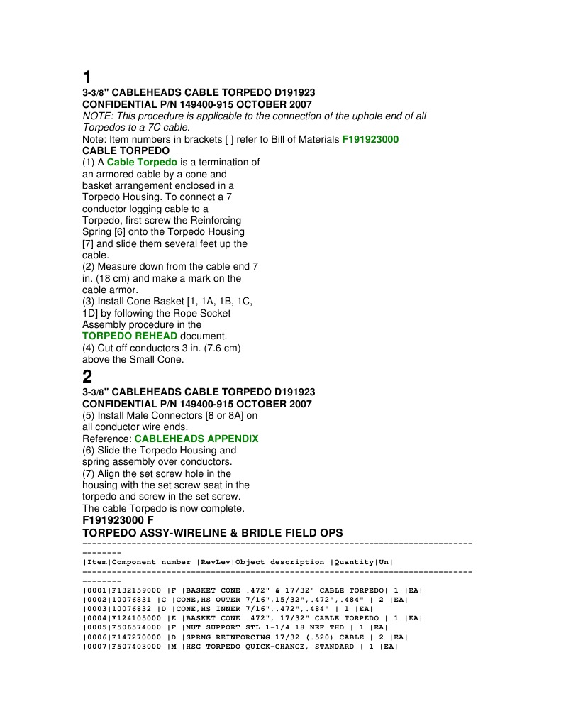 Cable Torpedo Connection Procedure | PDF | Electrical Connector | Wire