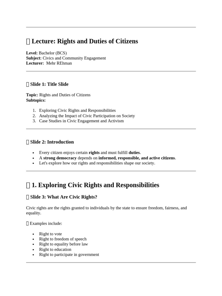 ? Chap 2 Rights and Duties of Citizen | PDF | Civic Engagement | Malala ...