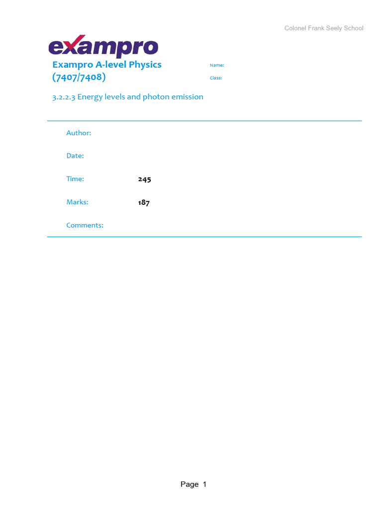 Energy Levels and Photon Emission Analysis | PDF | Emission Spectrum ...