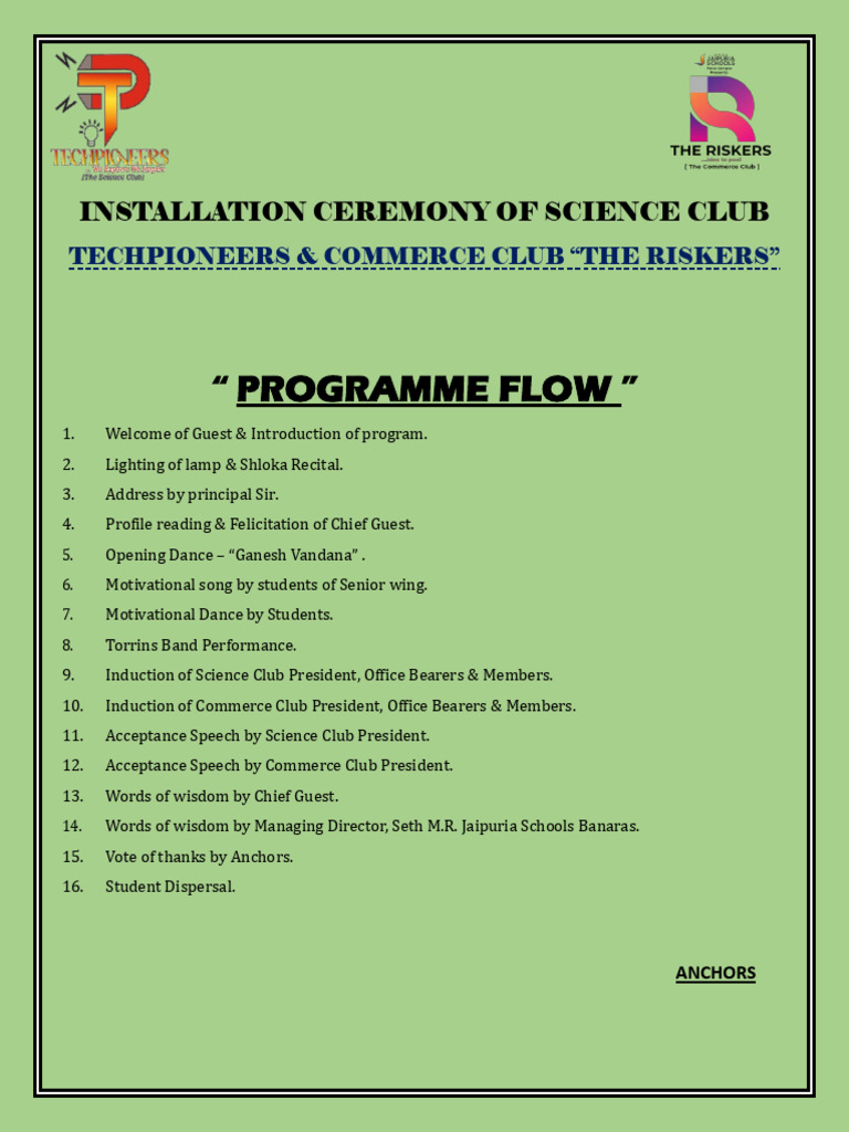 Program flow Comm. Club 14-05-25 | PDF