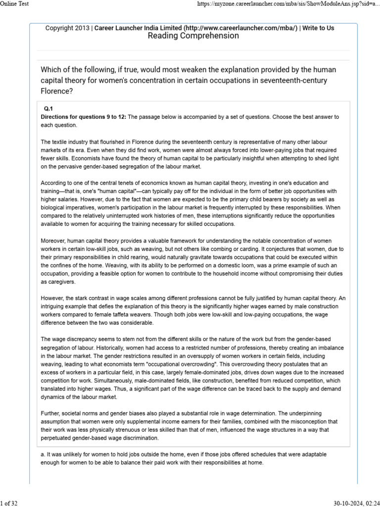 Reading Comprehension Sectional 4 | PDF | Labour Economics | Impressionism