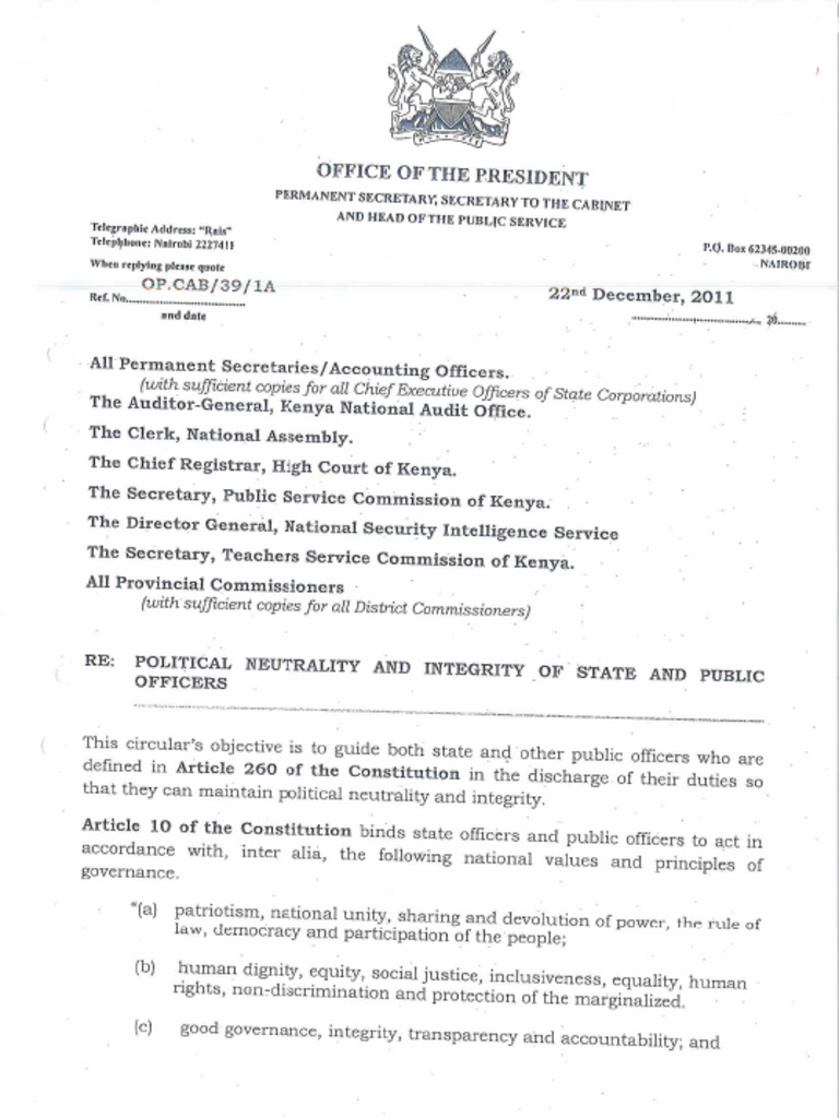 Political Neutrality and Integrity of State and Public Officers | PDF