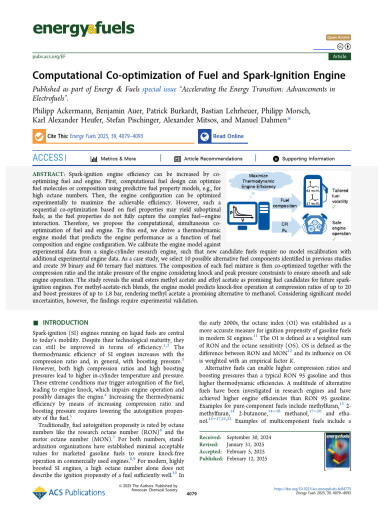 Computational Co-Optimization of Fuel and Spark-Ignition Engine | PDF | Gases | Engines