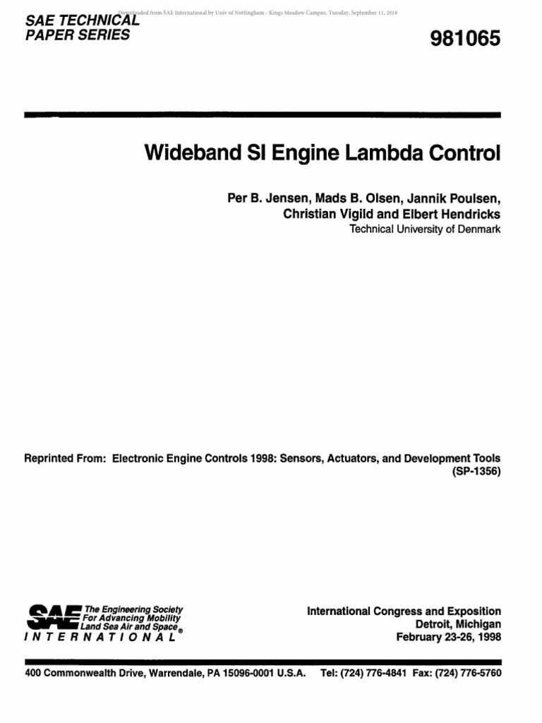 Wideband SI Engine Lambda Control | PDF | Kalman Filter