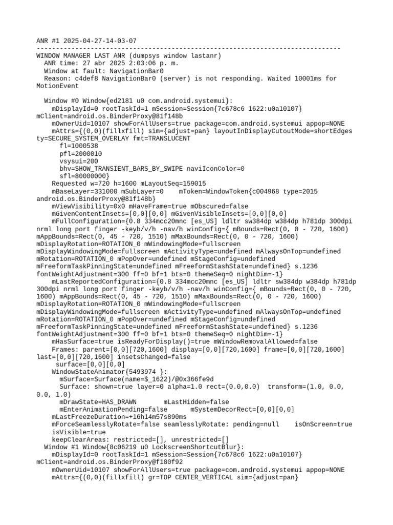 Dumpsys ANR WindowManager | PDF | Software | System Software