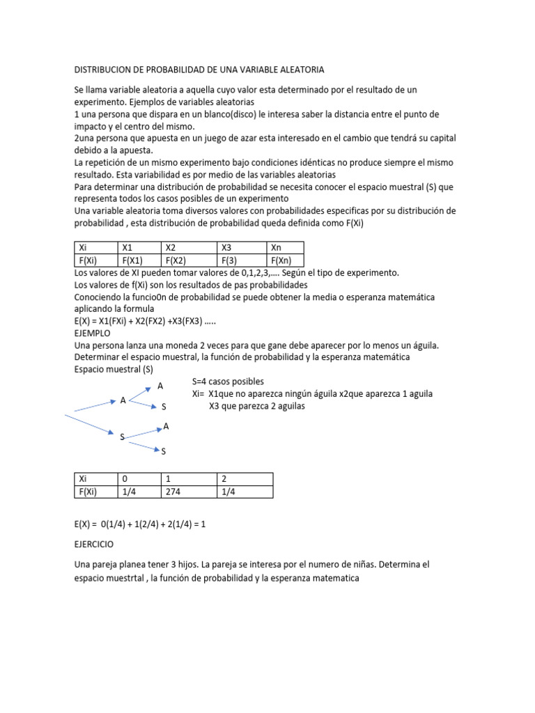 Distribucion de Probabilidad de Una Variable Aleatoria | PDF