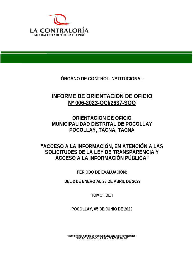 Iforme Orientacion Oficio 006-2023-Soo Acc Infor Ley Transp | PDF ...