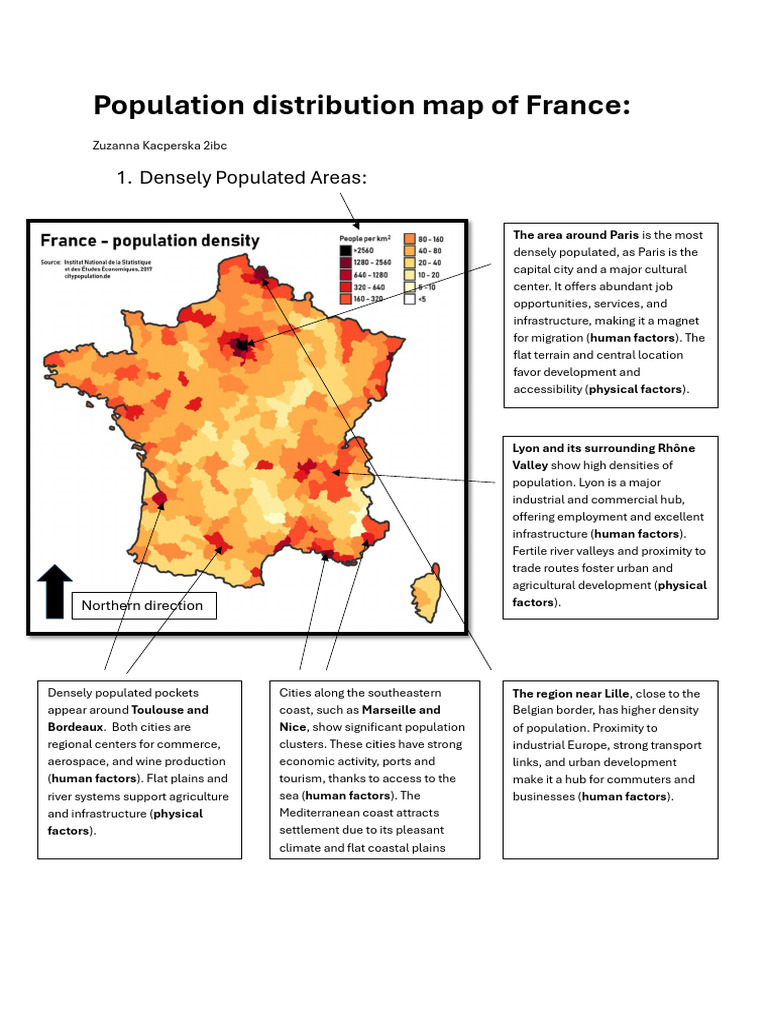 Population Distribution Map - France | PDF | France | Lyon
