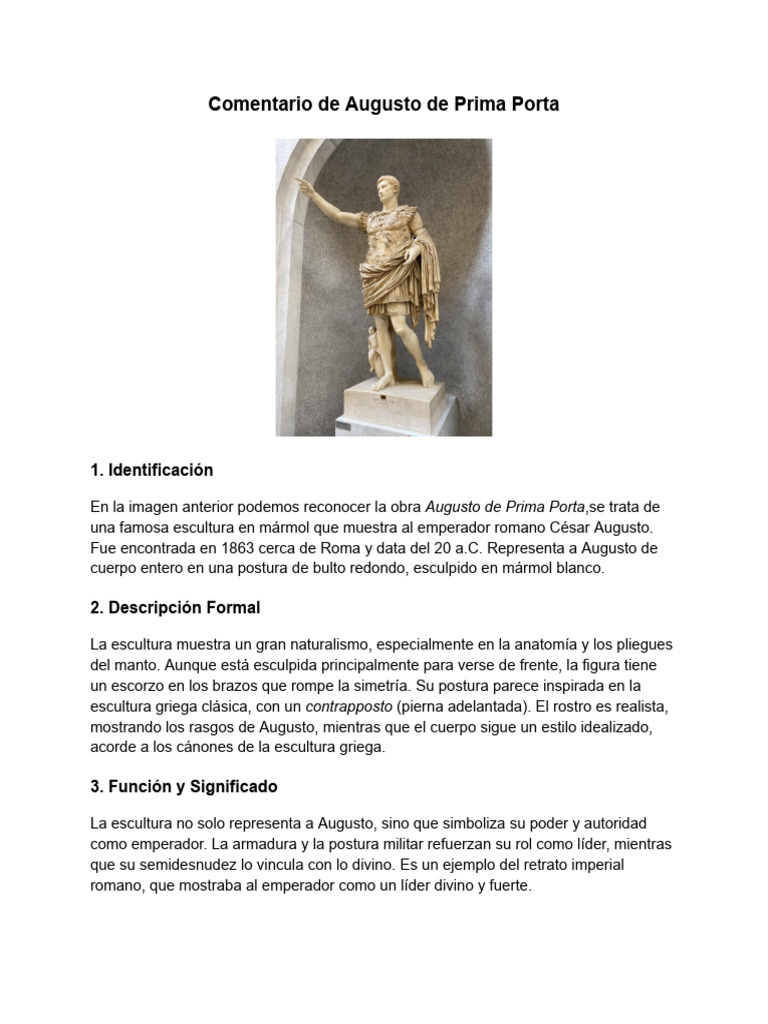 Análisis de Augusto de Prima Porta | PDF