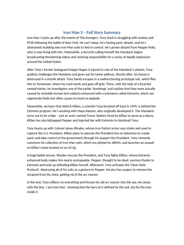 Iron_Man_3_Story_Summary | PDF