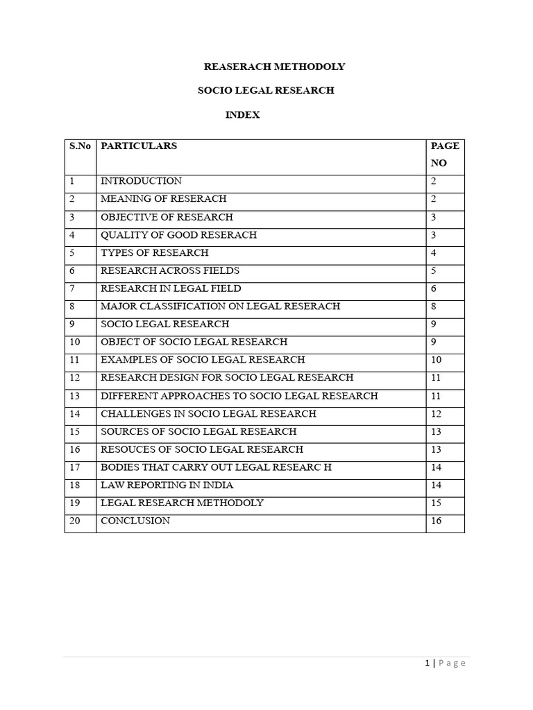 Socio-Legal Research Methodology Overview | PDF | Methodology ...