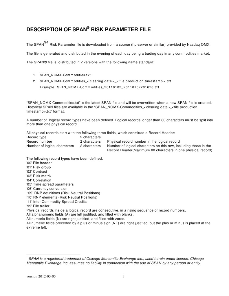 Description of Span Risk Parameter File | PDF | Greeks (Finance ...
