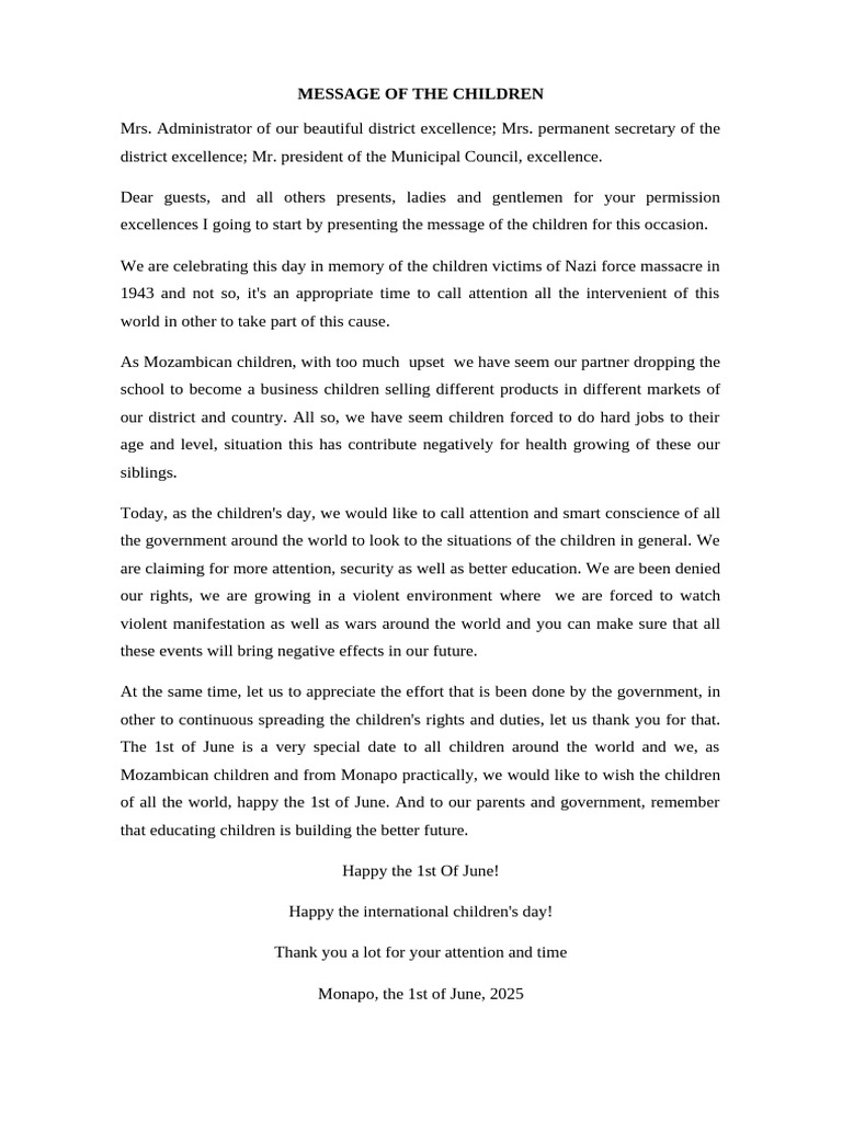 Message of The Children | PDF