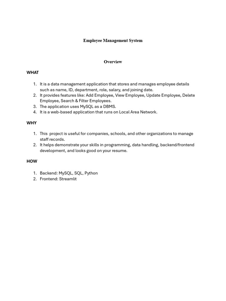 Employee Management System | PDF