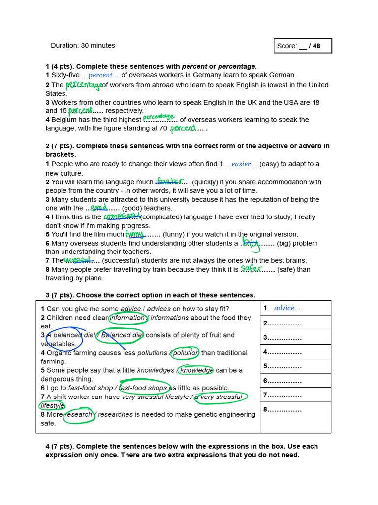 GRADED - Thao Thai - WEEK 1-4 Grammar - Vocabulary Recap | PDF