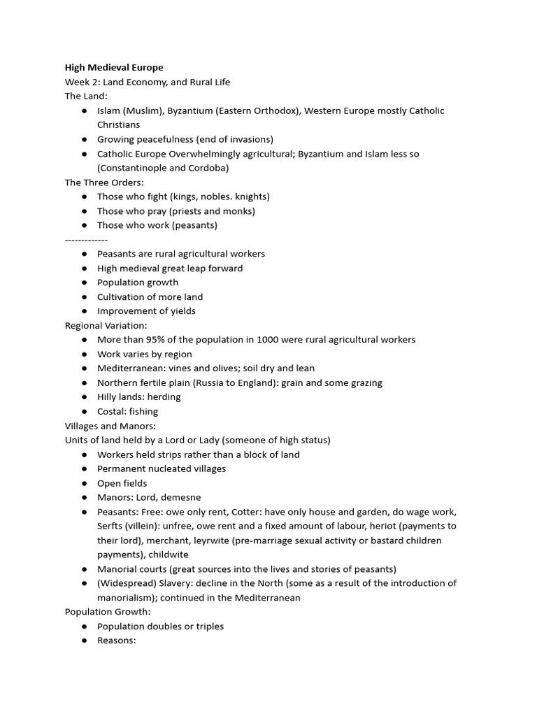 Class 2 - High Medieval Europe | PDF | Serfdom | Plough