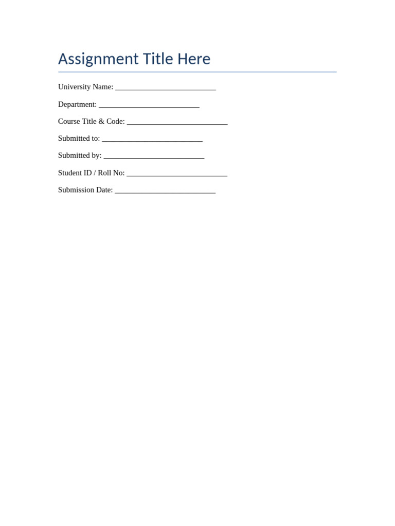 University Assignment Template | PDF