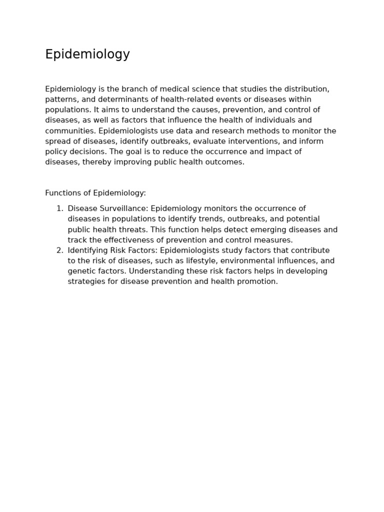 Epidemiology and Function Short | PDF