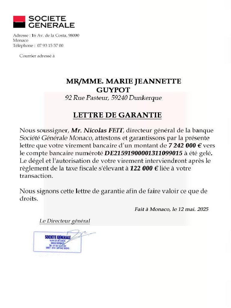 Lettre de Garantie | PDF