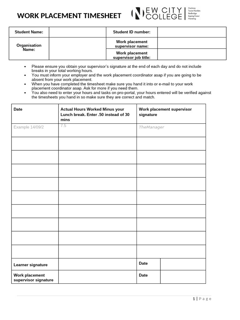 Timesheet Template 22-23 | PDF