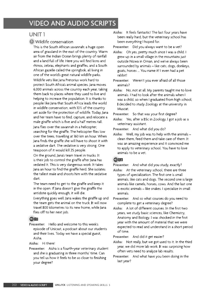 Script-Listening and Speaking Unlock 3 | PDF