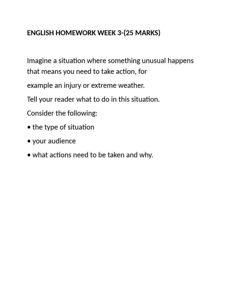 English Homework Week 3 Year 8 | PDF