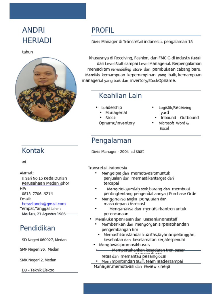 CV Andri Heriadi | PDF