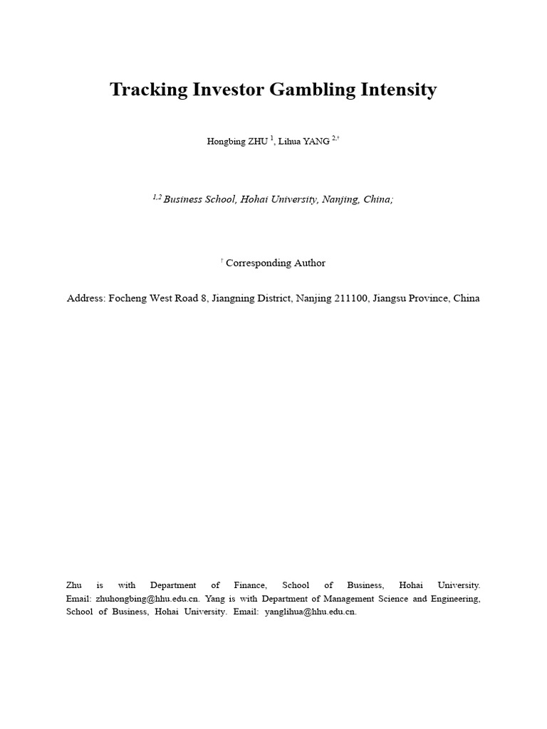 Tracking investor gambling intensity | PDF | Stocks | Investing