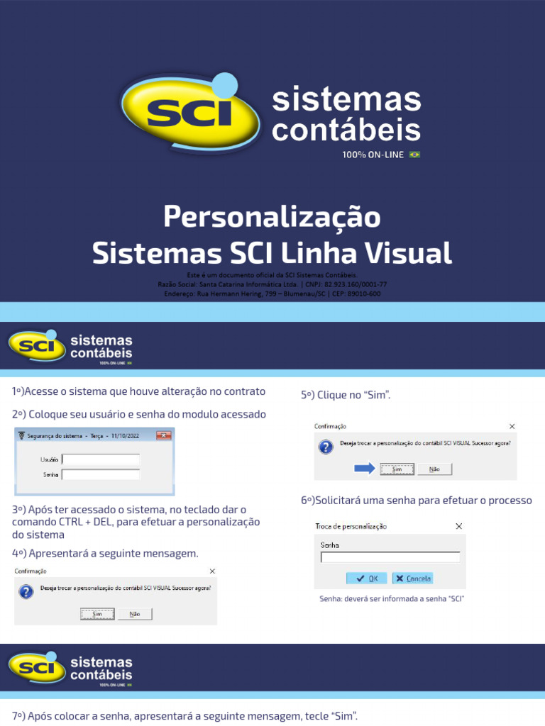 Personalização do Sistema SCI Contábil | PDF