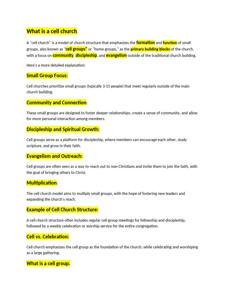 Understanding Cell Church Structure | PDF | Disciple (Christianity ...