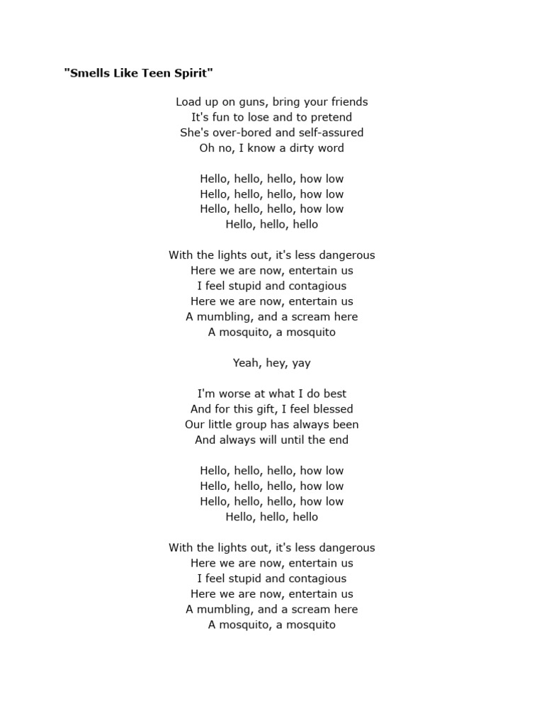 "Smells Like Teen Spirit" Lyrics | PDF
