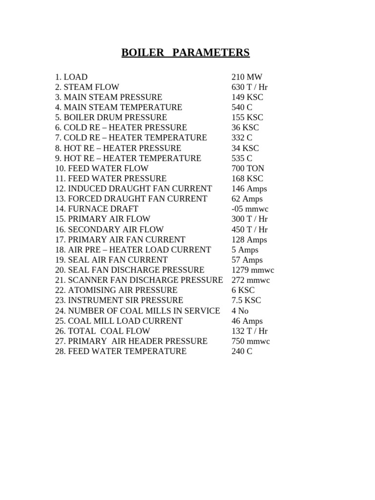 210 MW Boiler Specifications Overview | PDF