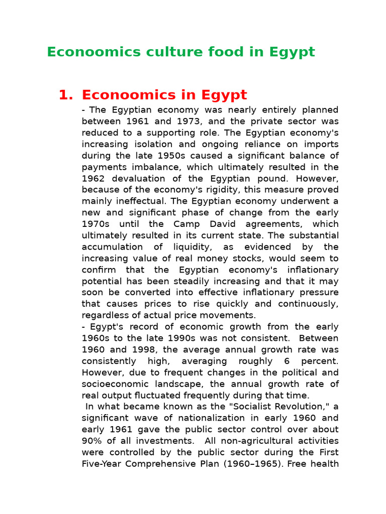Econoomics + Culture + Food in Egypt | PDF | Kebab | Ancient Egypt