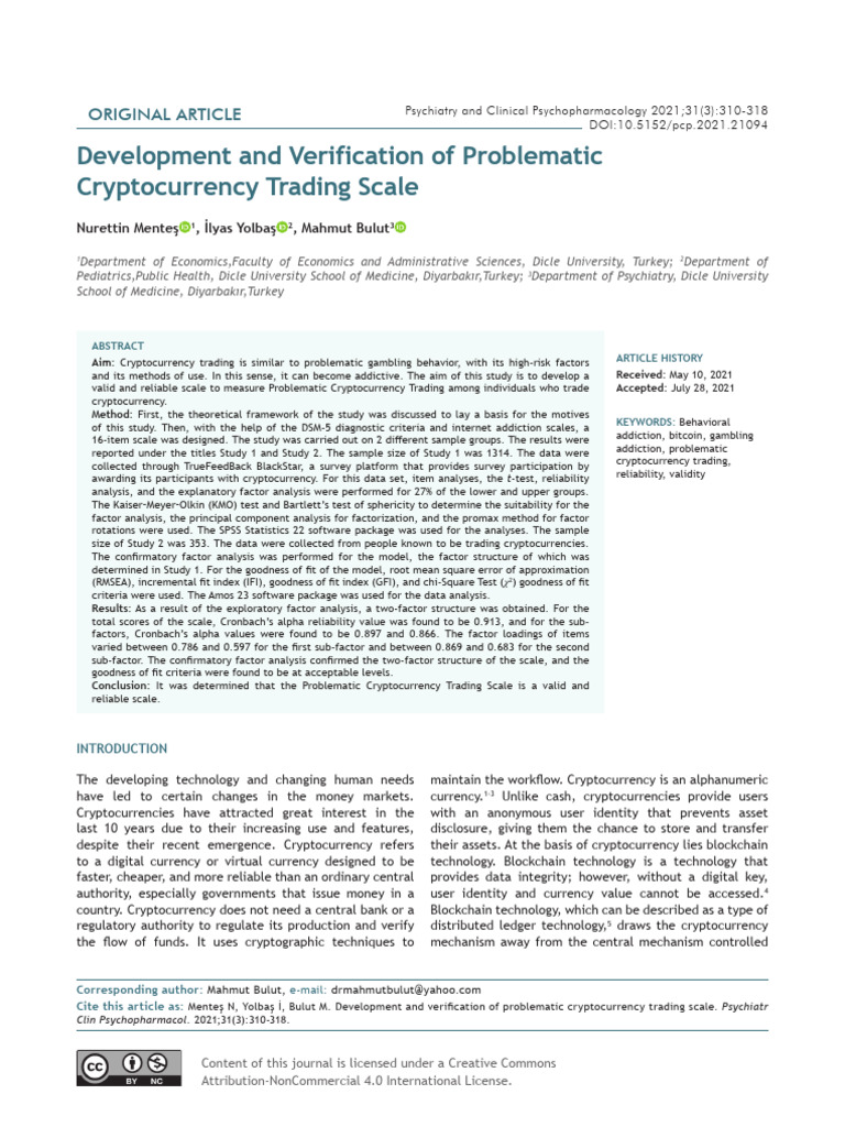 Problematic Cryptocurrency Trading Scale | PDF | Problem Gambling ...