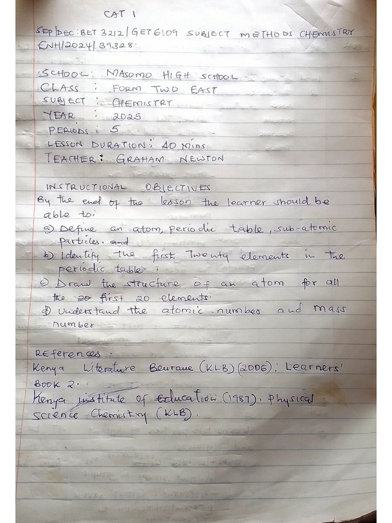 Subject Methods Chemistry Cat 1 | PDF