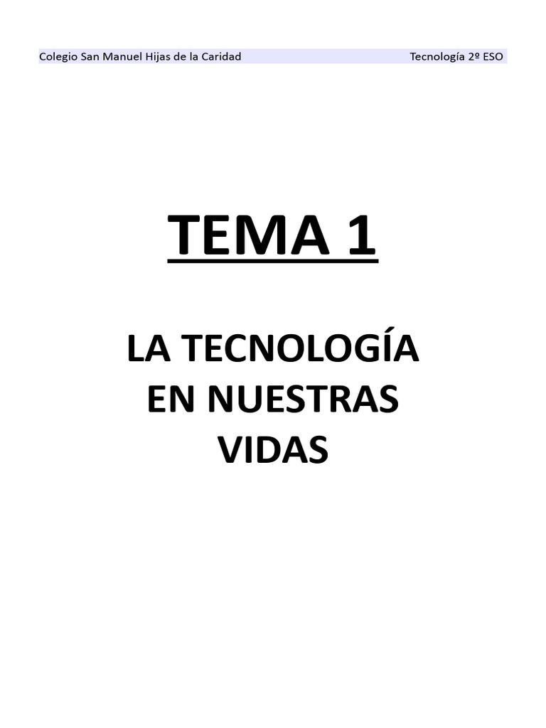 TEMA 1 La Tecnología en Nuestras Vidas | PDF | Diseño | El plastico