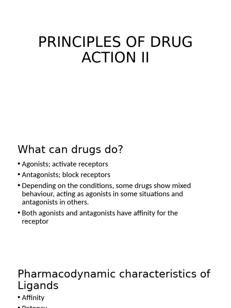 Principle of Drug Action II | PDF | Receptor Antagonist | Ligand ...