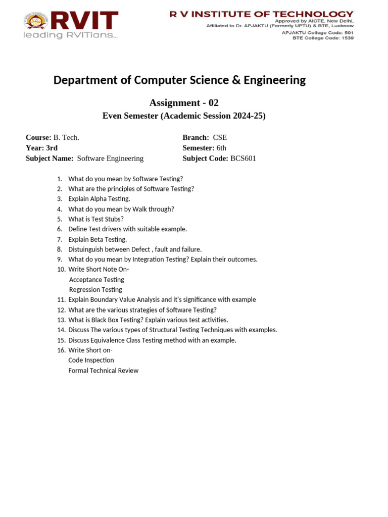 Software Engineering Assignment 2 Questions | PDF