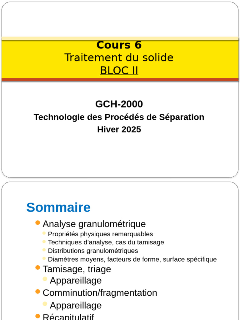 GCH-2000 Cours 6 | PDF | Porosité | Particule