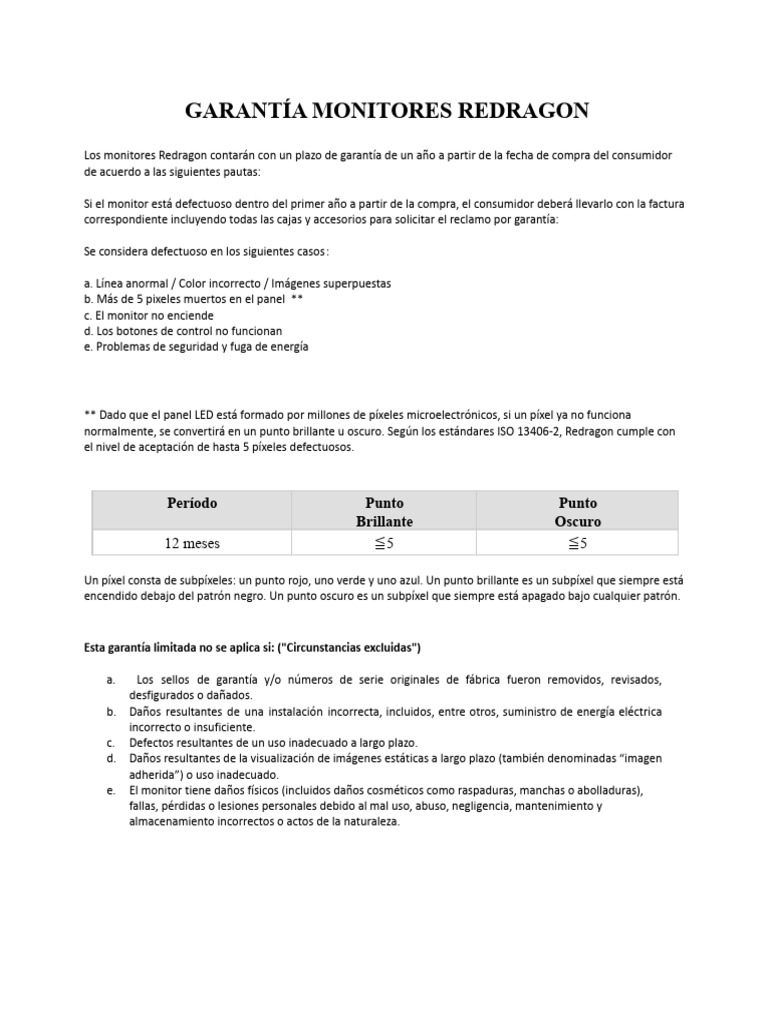 Proceso de RMA Monitores | PDF